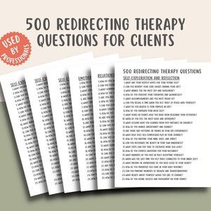 500 Redirecting Therapy Questions, Psychotherapy Reference Sheet ...