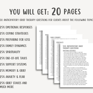500 Anticipatory Grief Therapy Questions, Grief and Loss Interventions ...
