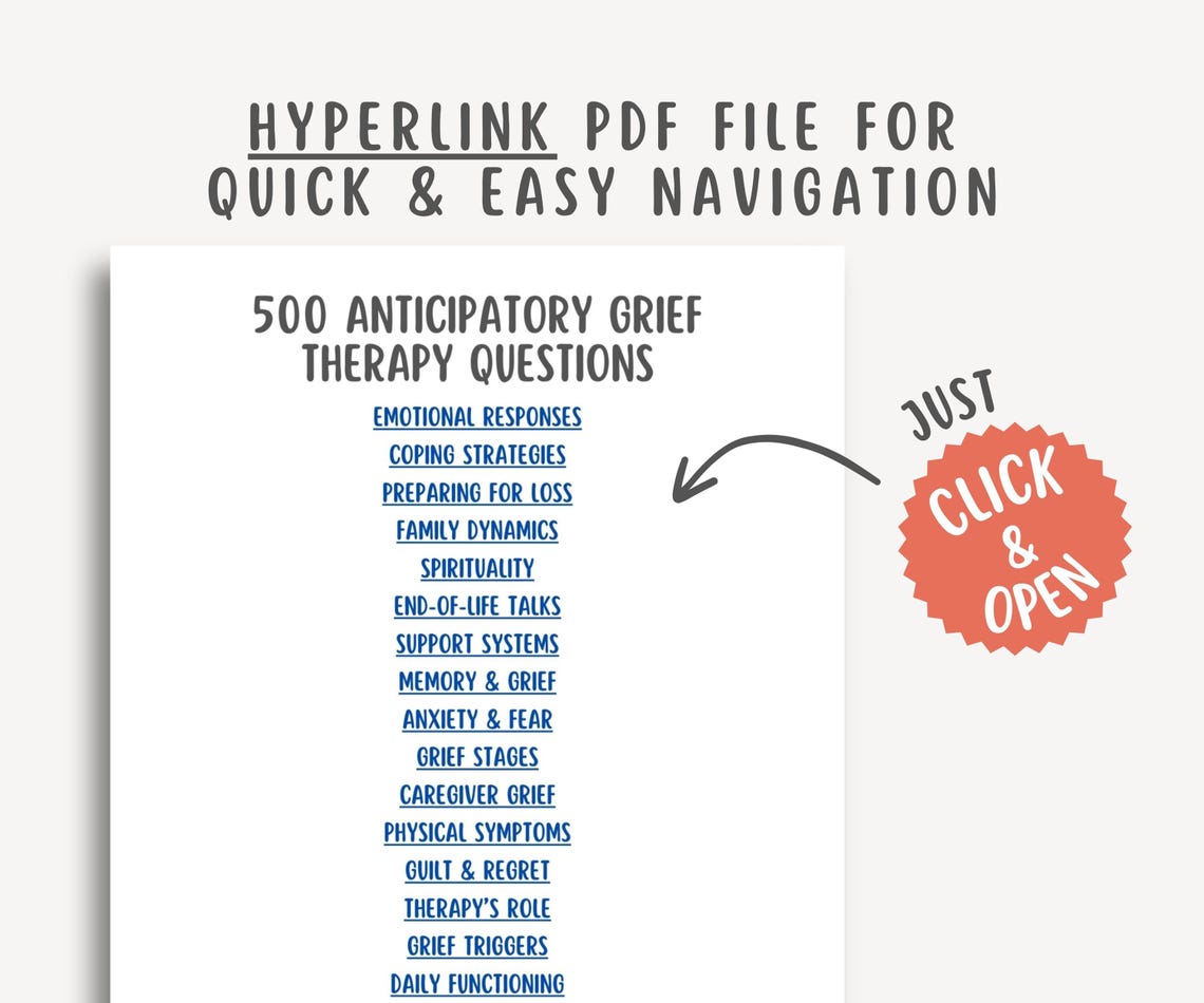 500 Anticipatory Grief Therapy Questions, Grief and Loss Interventions ...