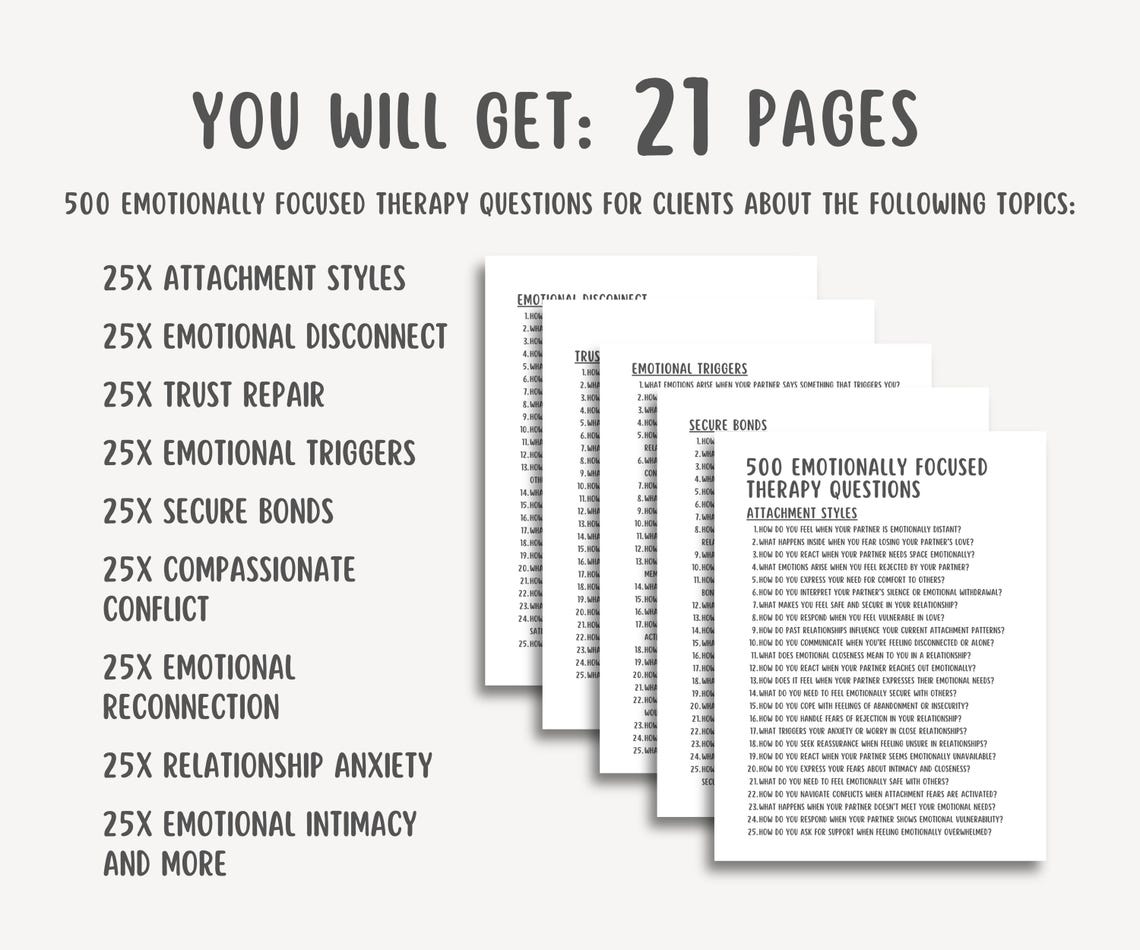 500 Emotionally Focused Therapy EFT Questions, Therapy Interventions ...