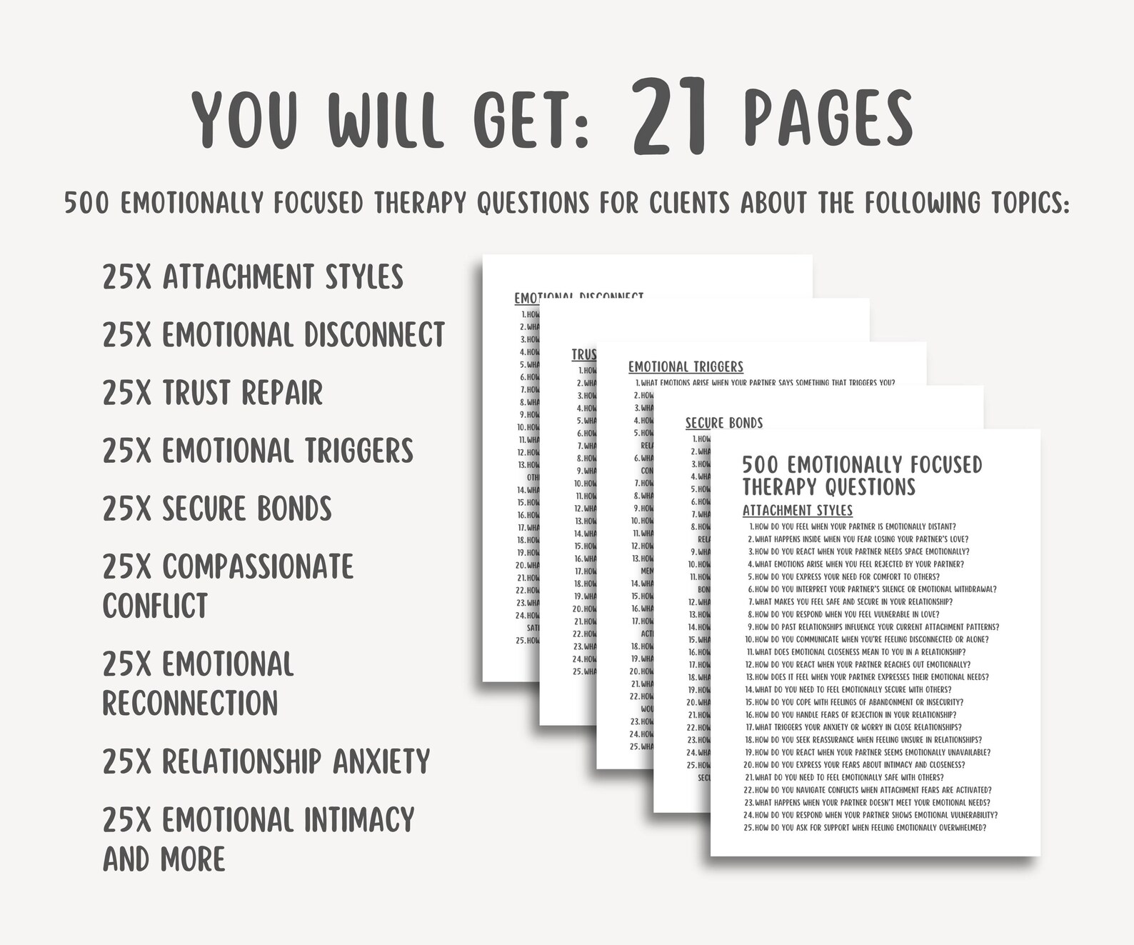 500 Emotionally Focused Therapy EFT Questions, Therapy Interventions ...