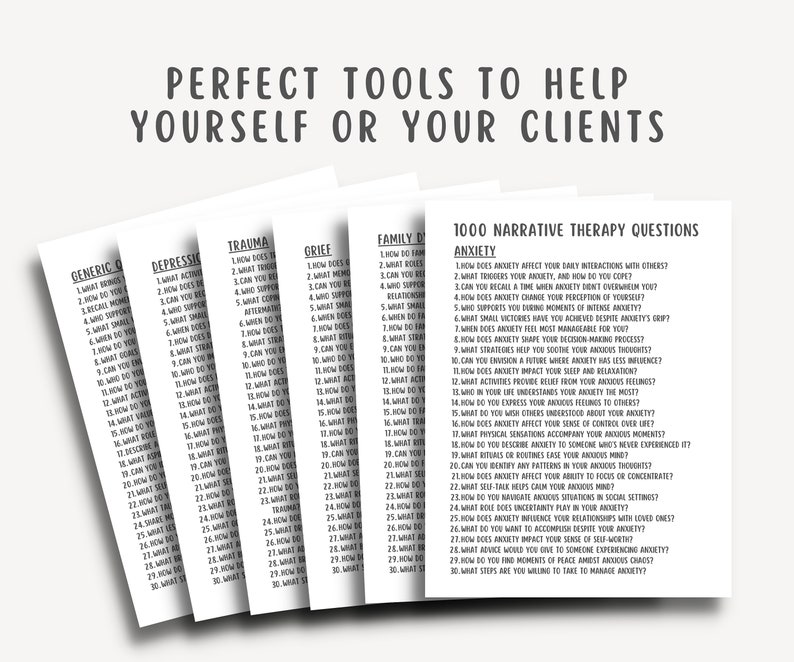 1000 Narrative Therapy Questions, Therapy Interventions Cheatsheet, IFS ...