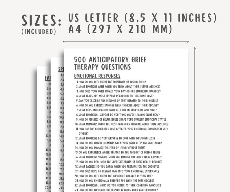 500 Anticipatory Grief Therapy Questions, Grief and Loss Interventions ...