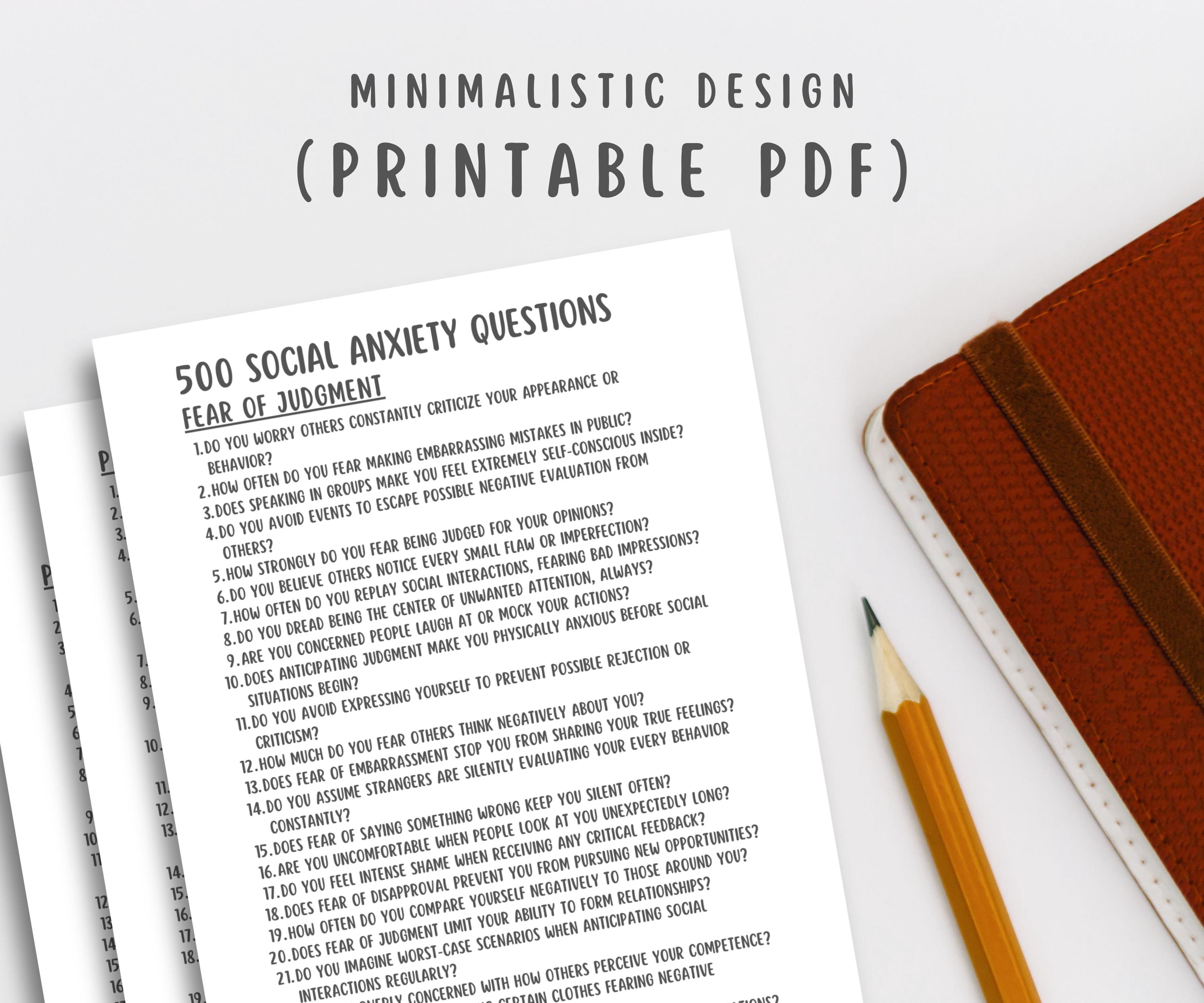 Social Anxiety Questions, Therapy Prompts, Mental Health Journal ...