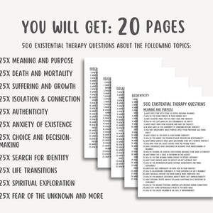 500 Existential Therapy Questions, Self Discovery Journal, Shadow Work ...