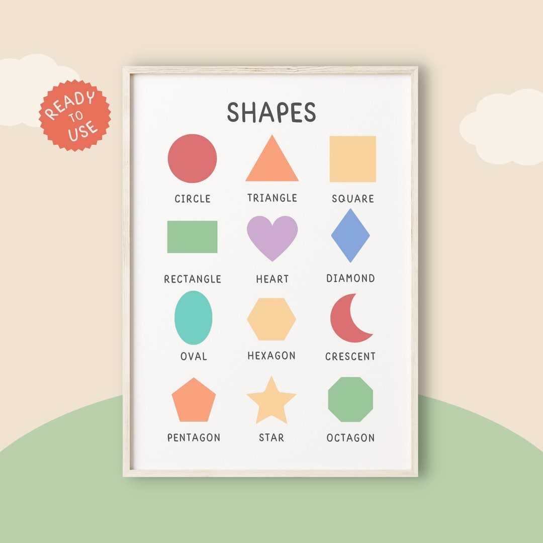 12 Preschool Shapes Poster Geometric Poster Educational - Etsy