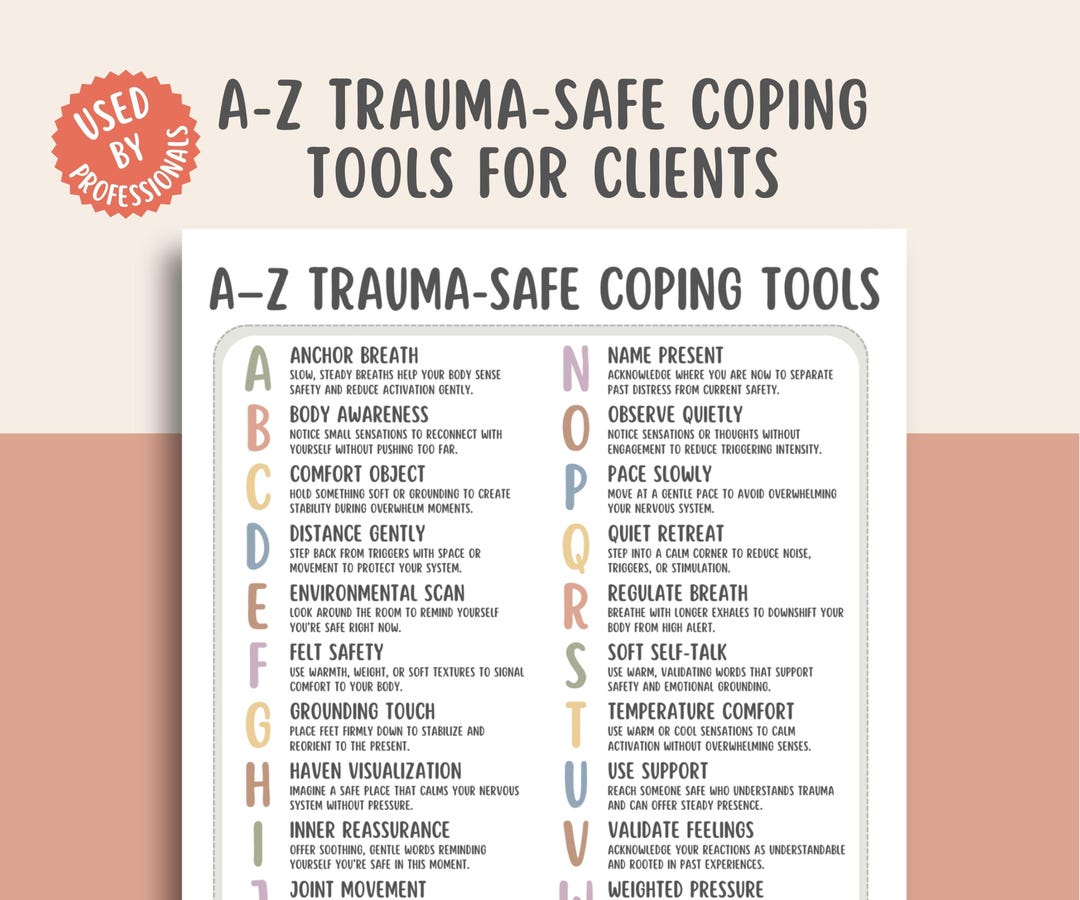 A–Z Trauma Safe Coping Tools, Trauma Healing Guide, Emotional Recovery ...