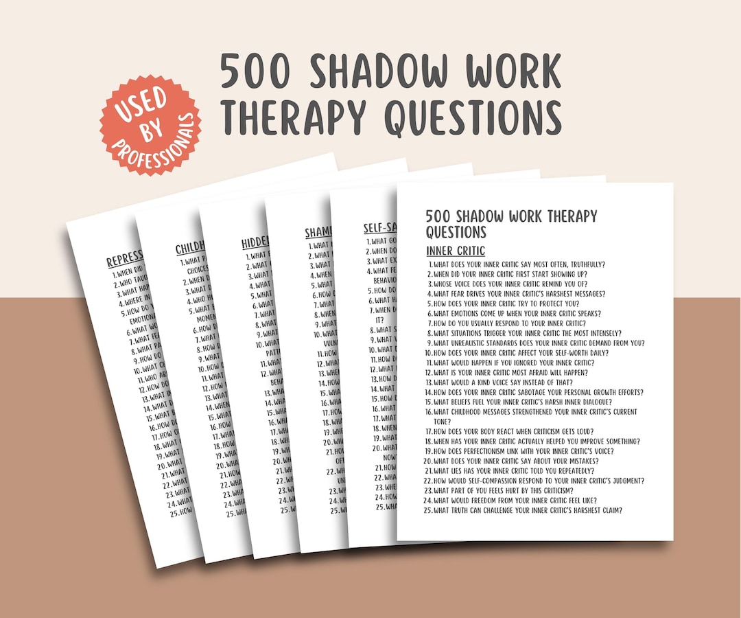 500 Shadow Work Therapy Questions, Inner Child Healing, Shadow Journal ...