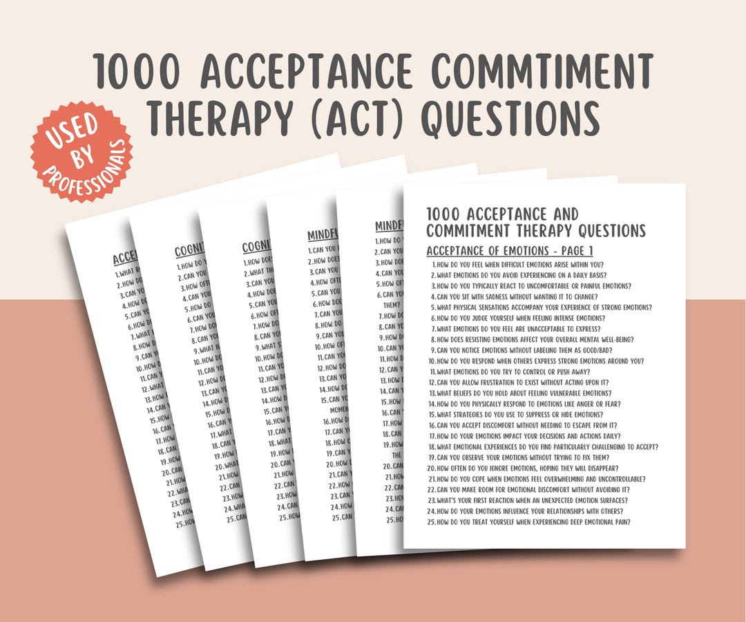 1000 Acceptance and Commitment Therapy Questions, Emotions, Accepting ...