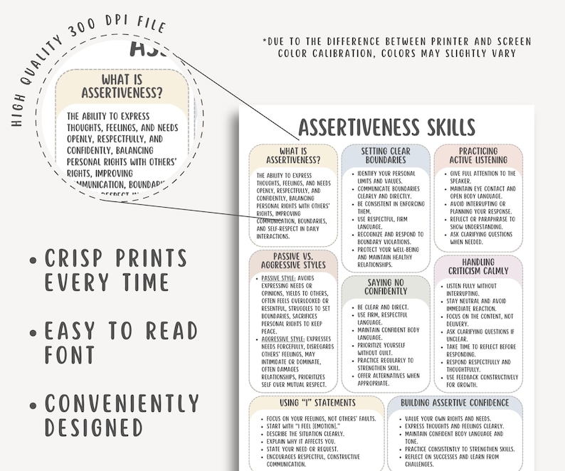 Assertiveness Skills Cheatsheet, Communication Guide, Boundary Setting ...