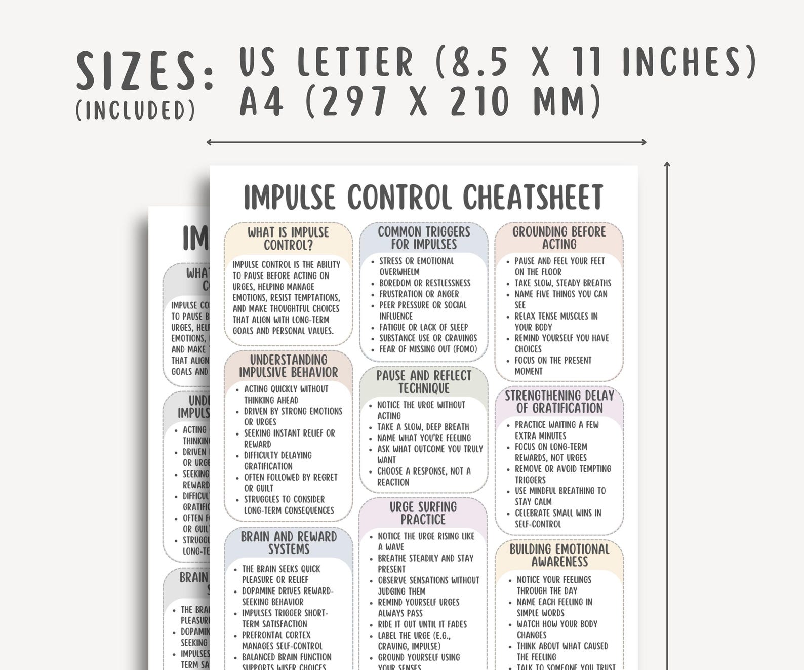 Impulse Control Skills Chart, Emotional Regulation Guide, Mindful ...