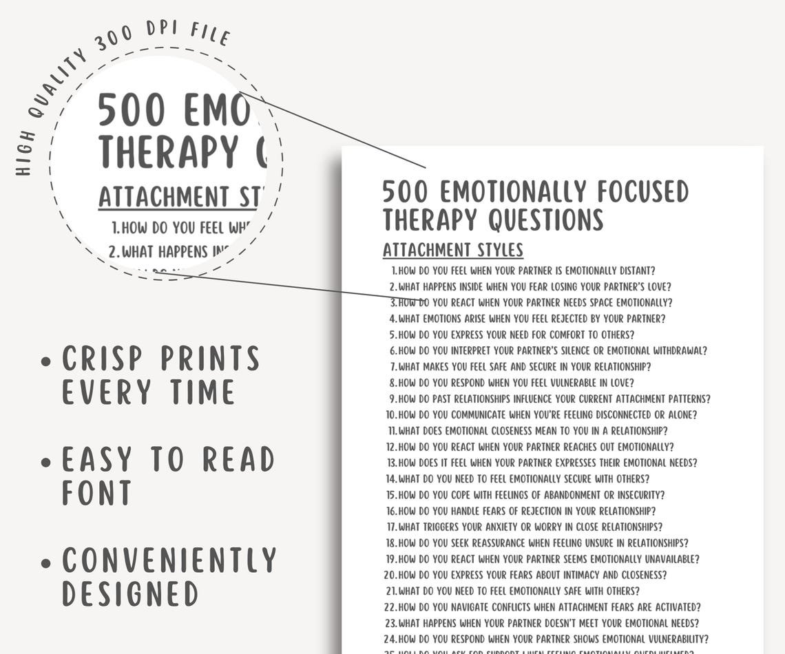 500 Emotionally Focused Therapy EFT Questions, Therapy Interventions ...