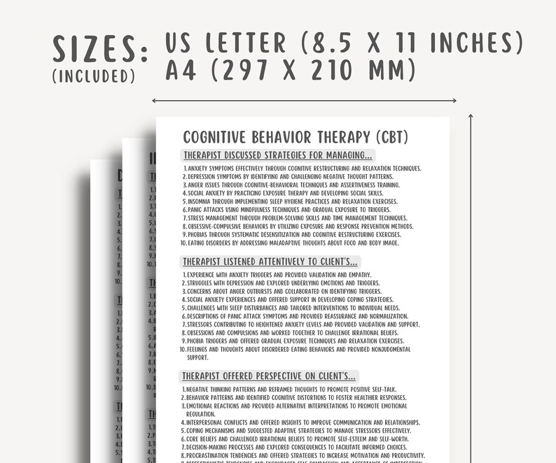 1500 Progress Note Templates With Sentence Starters, Psychotherapy ...