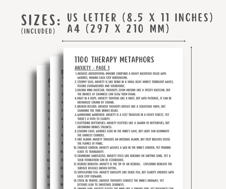 1100 Therapy Metaphors Bundle, Therapy Interventions Cheat Sheet ...