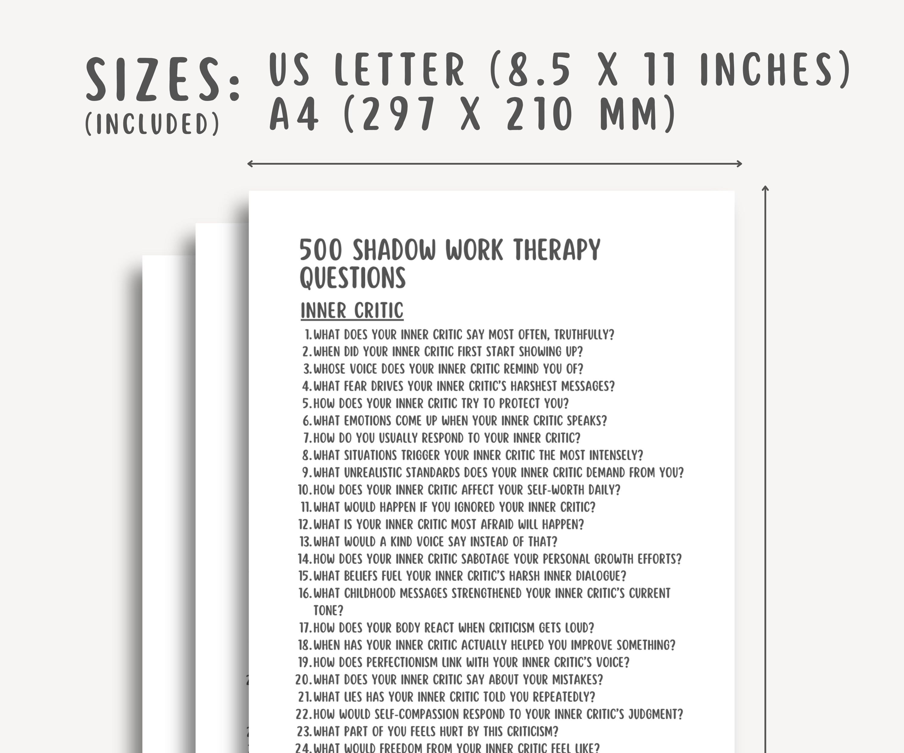 500 Shadow Work Therapy Questions, Inner Child Healing, Shadow Journal ...