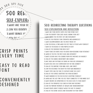 500 Redirecting Therapy Questions, Psychotherapy Reference Sheet ...