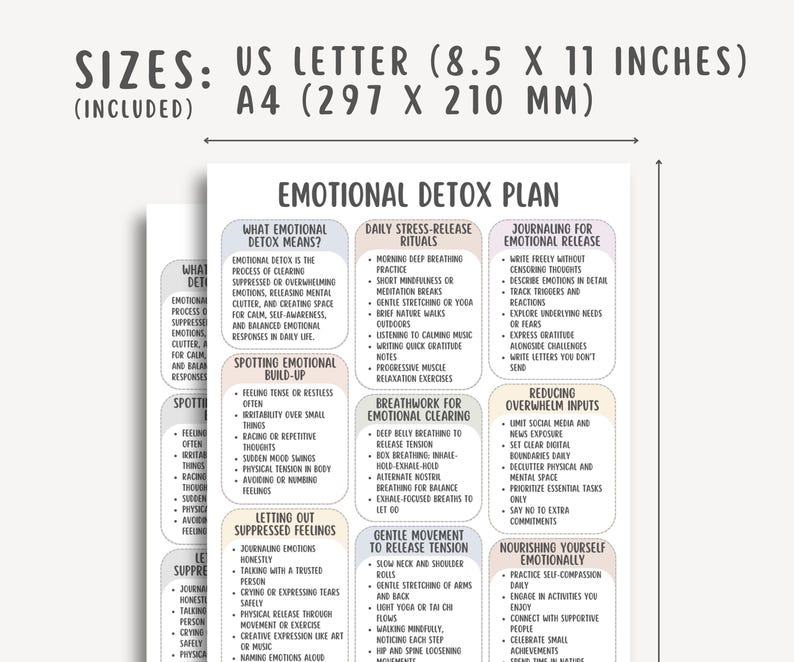 Emotional Detox Plan Cheatsheet, Emotional Release Toolkit, Stress ...