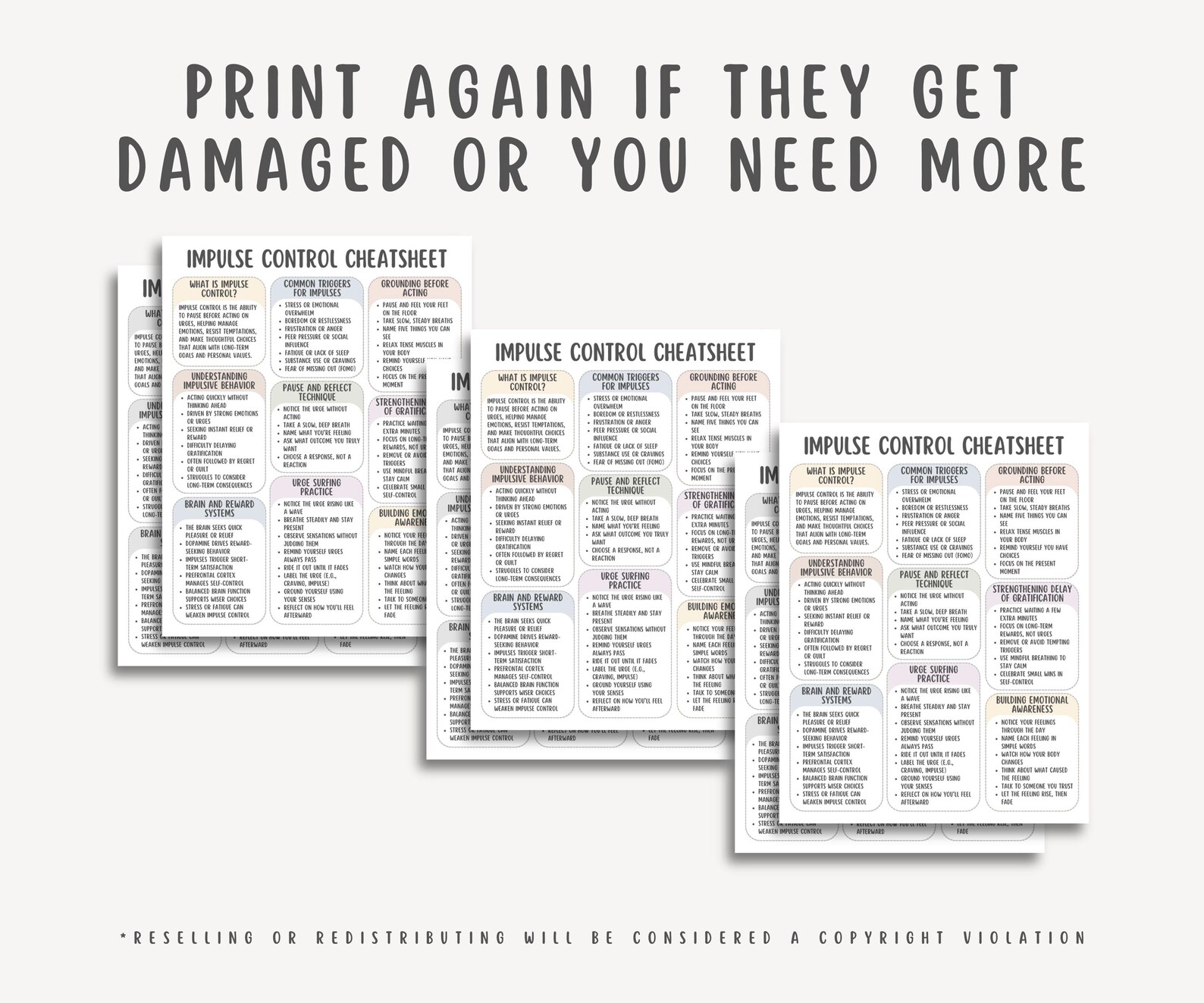 Impulse Control Skills Chart, Emotional Regulation Guide, Mindful ...