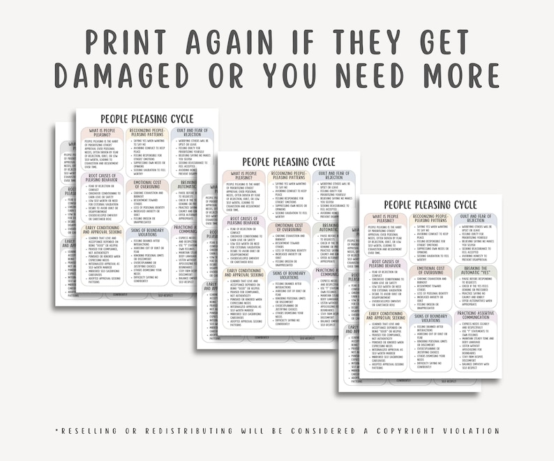People Pleasing Cycle Cheatsheet, Boundary Setting Guide, Self Worth ...