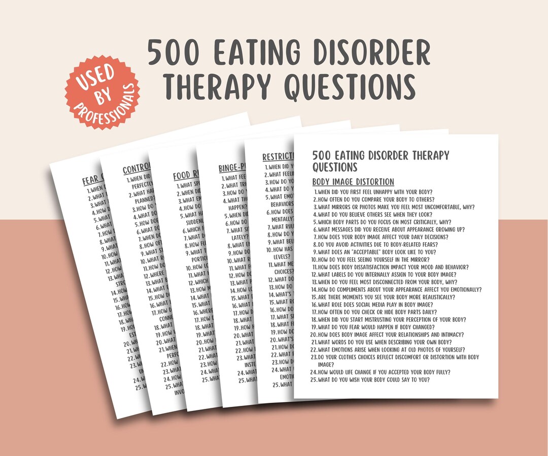 500 Eating Disorder Therapy Questions, Recovery Workbook, Body Image ...