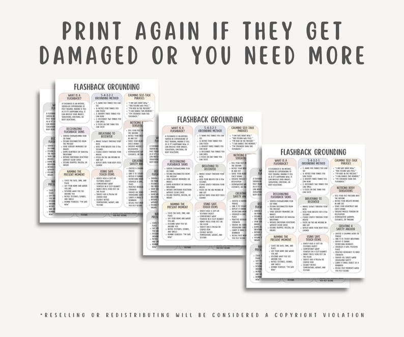 Flashback Grounding Cheatsheet, Trauma Recovery Guide, Anxiety Coping ...