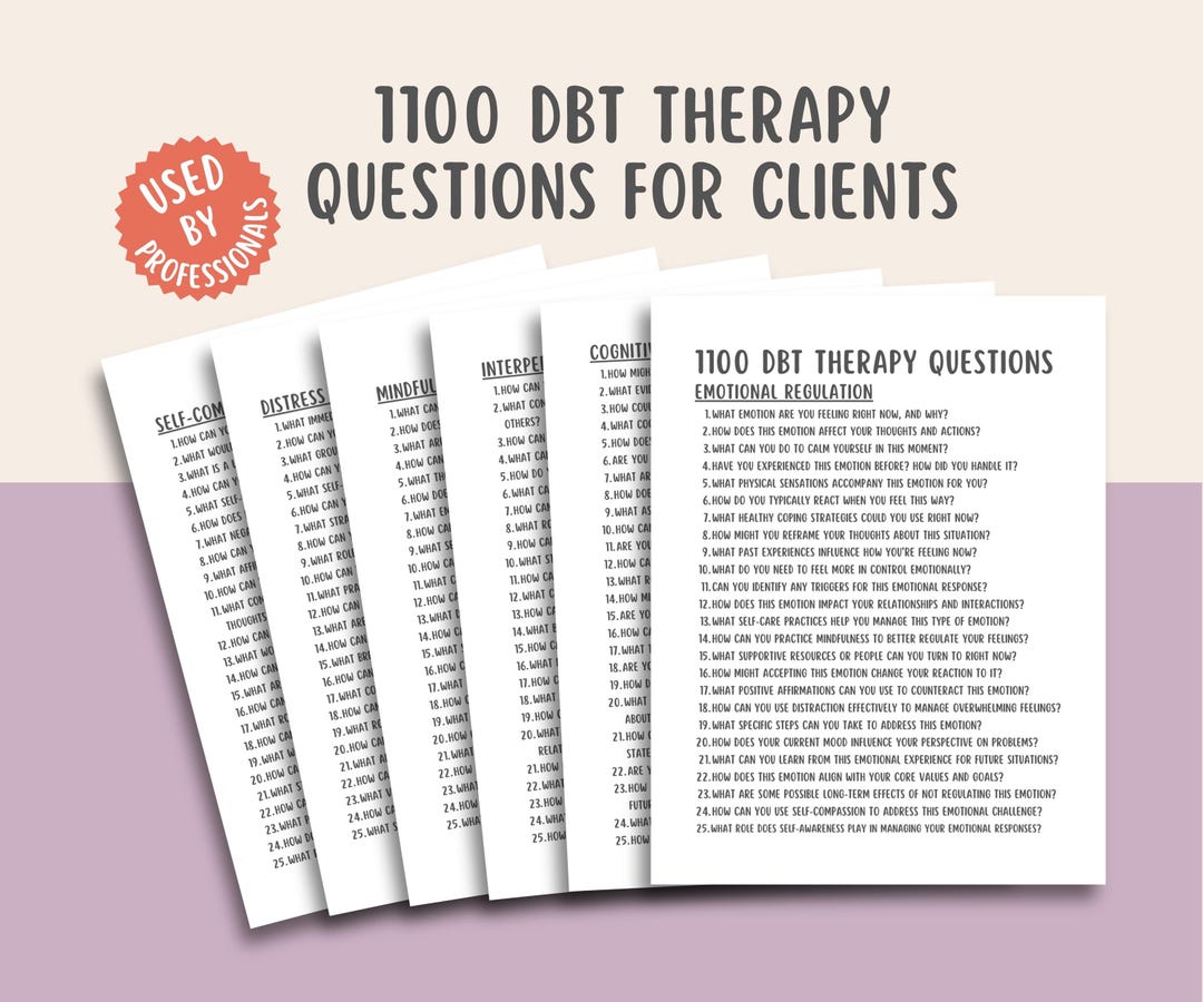 1100 DBT Therapy Questions, Dialectical Behavioral Therapy, Cognitive ...