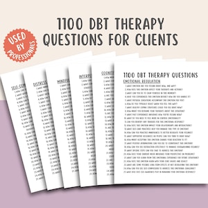 1100 DBT Therapy Questions, Dialectical Behavioral Therapy, Cognitive ...