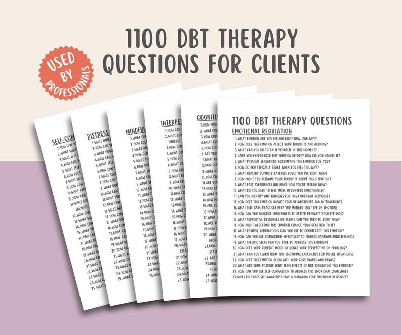 1100 DBT Therapy Questions, Dialectical Behavioral Therapy, Cognitive ...
