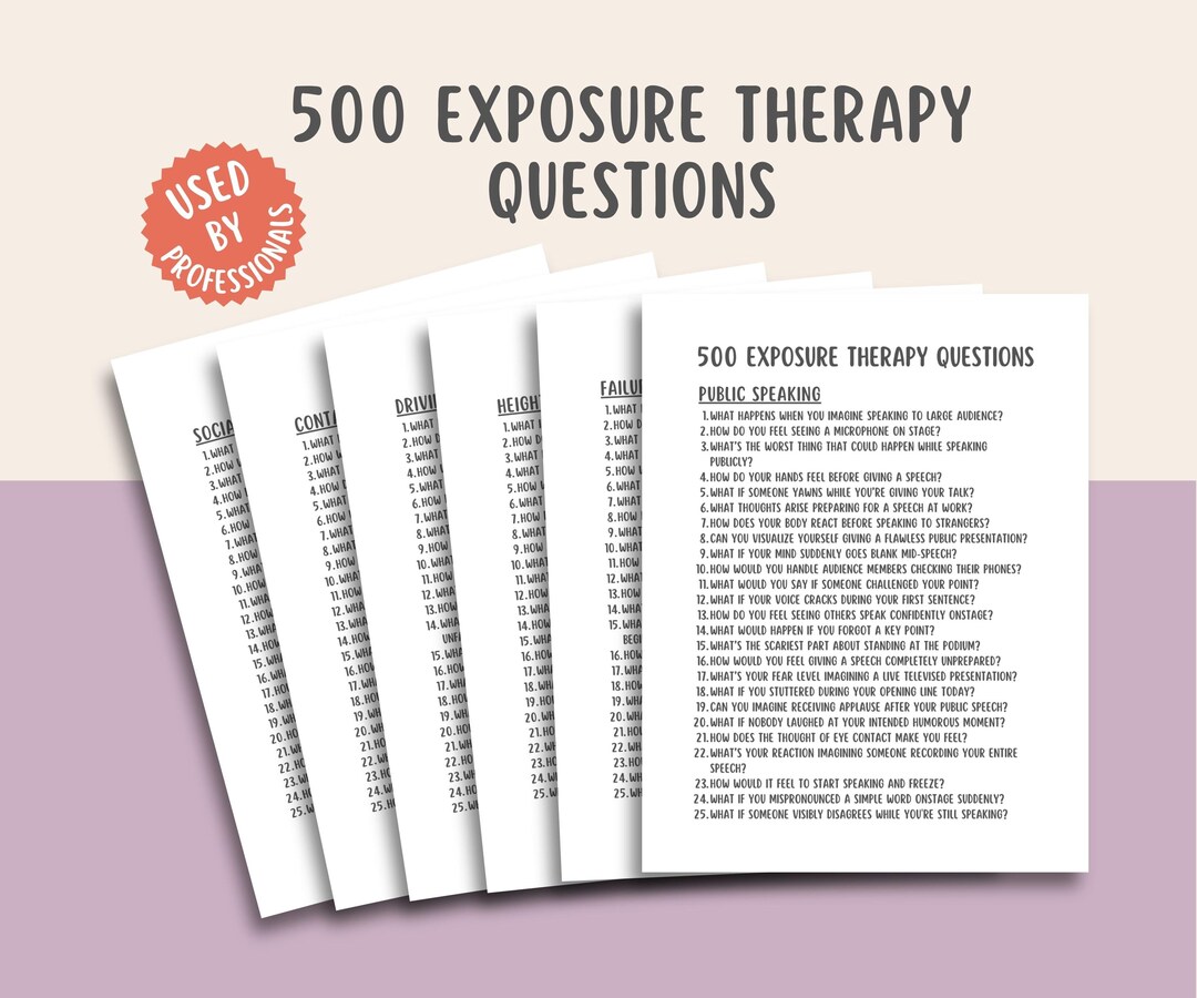 500 Exposure Therapy Questions, Anxiety Workbook, Mental Health Tools ...