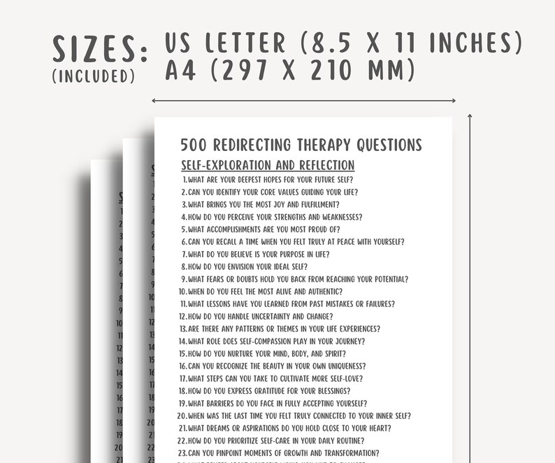 500 Redirecting Therapy Questions, Psychotherapy Reference Sheet ...