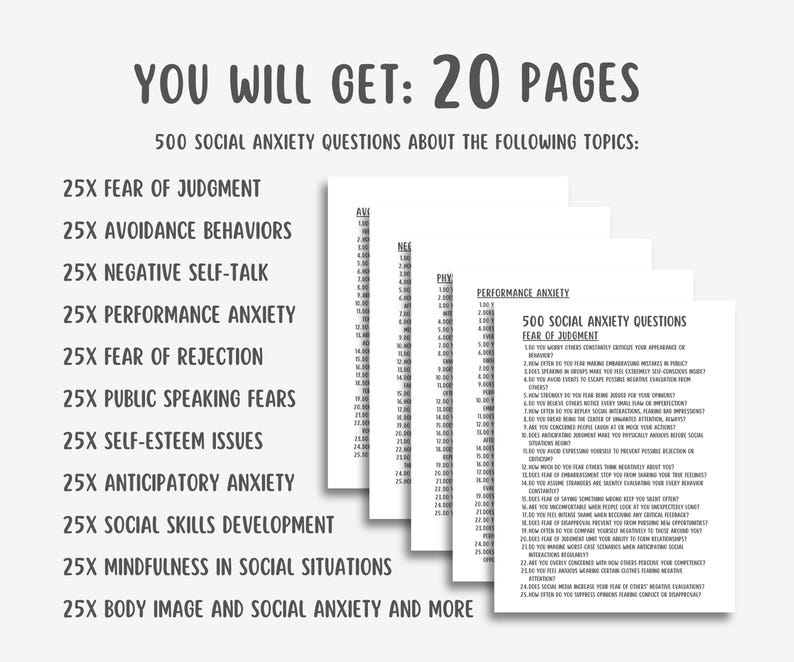 Social Anxiety Questions, Therapy Prompts, Mental Health Journal ...