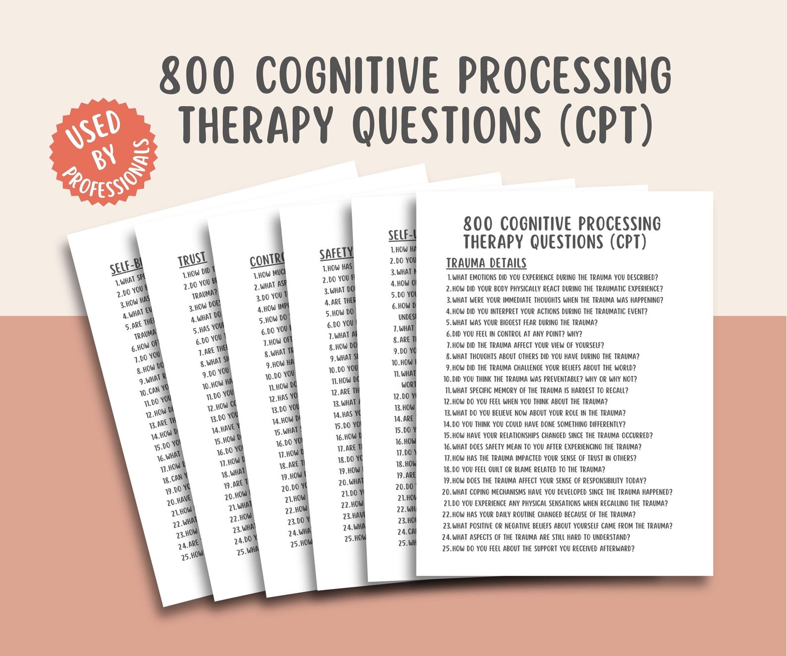 800 Cognitive Processing Therapy Questions (CPT), Maladaptive Beliefs ...