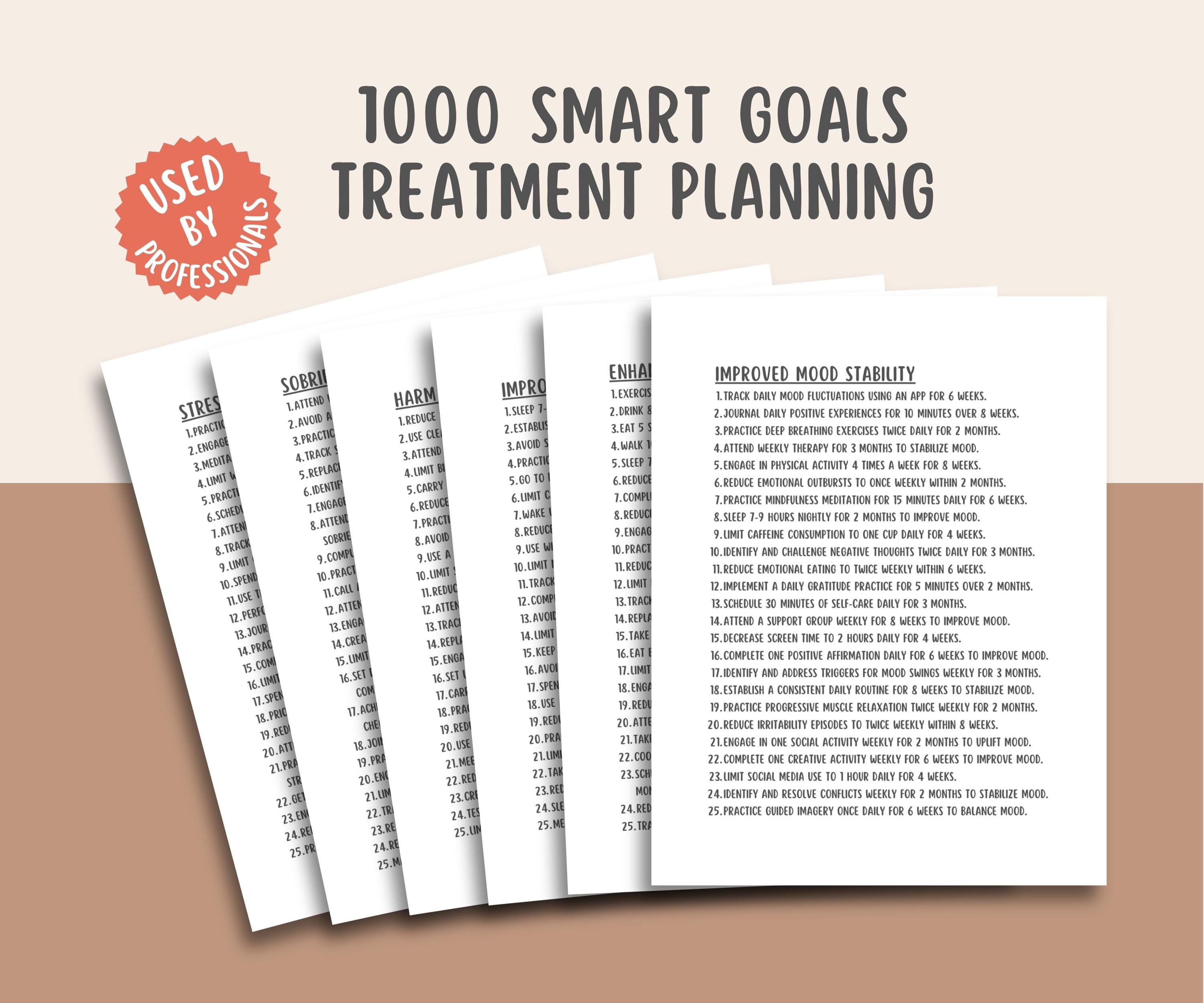 1000 Smart Goals Therapy Treatment Planning Guide, Therapy Intervention ...