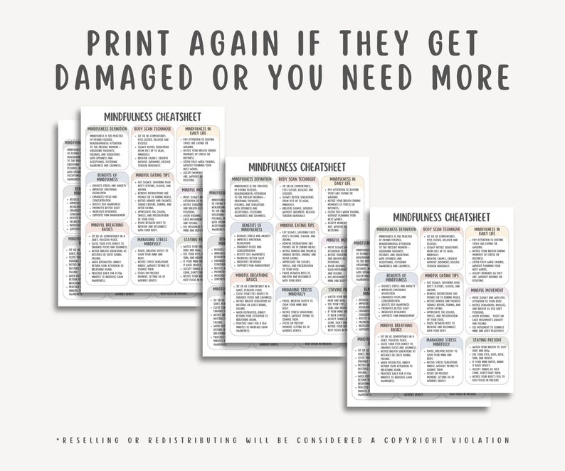 Mindfulness Cheat Sheet, Meditation Guide, Mental Health Tool, Coping ...