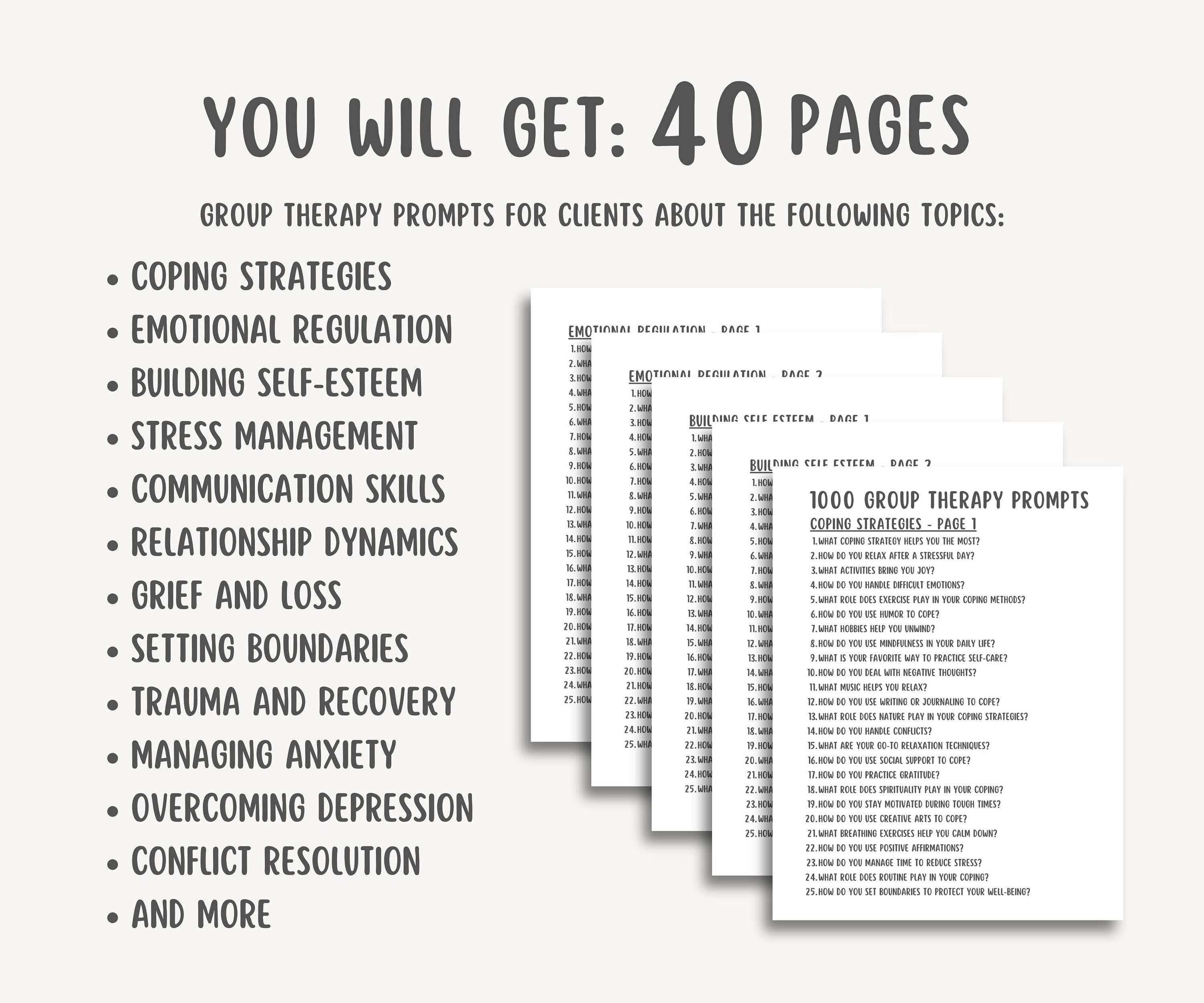 1000 Group Therapy Prompts, Open Ended Questions for Group Therapy ...