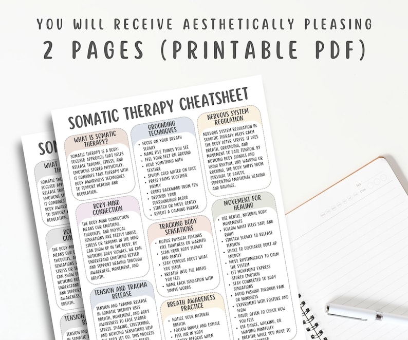 Somatic Therapy Cheatsheet, Body-based Healing Guide, Nervous System ...