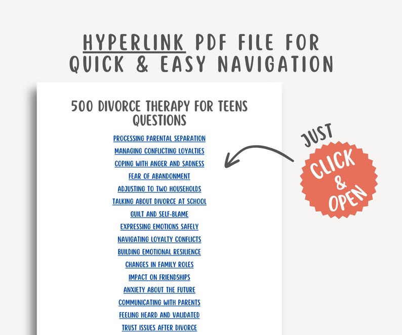 500 Divorce Therapy Questions for Teens, Family Change Workbook, Teen ...