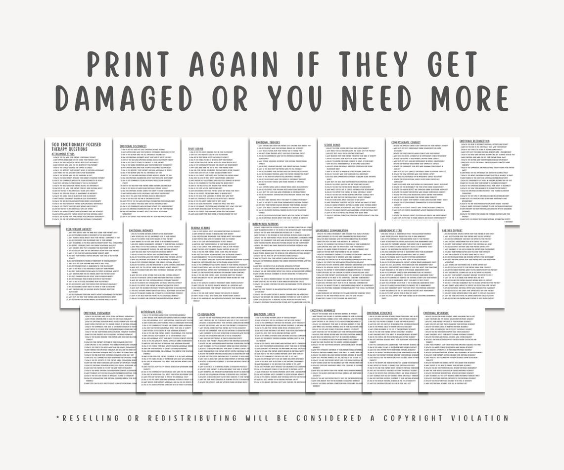500 Emotionally Focused Therapy EFT Questions, Therapy Interventions ...