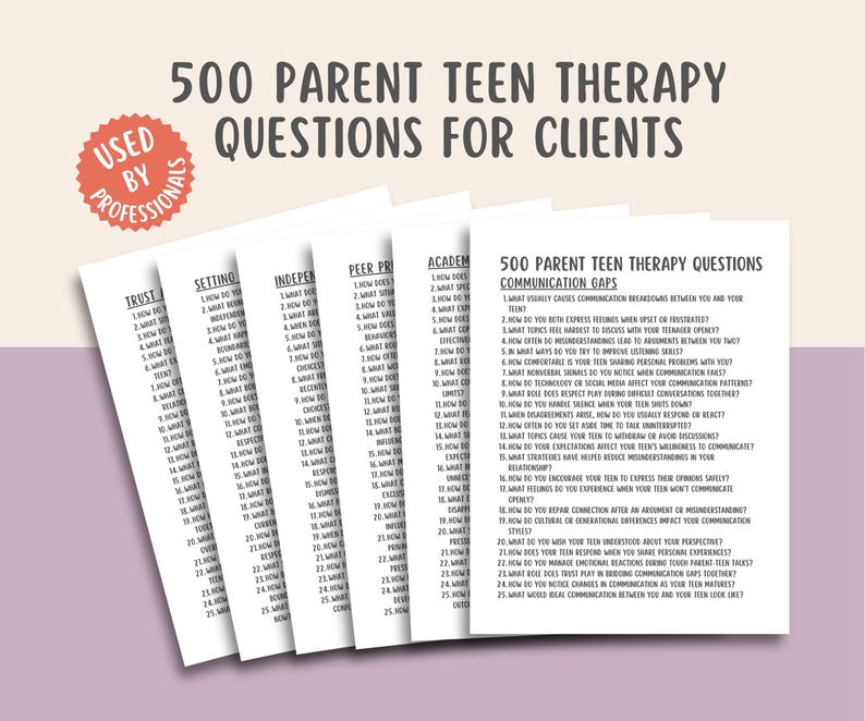 Parent Teen Therapy Questions, Family Therapy Workbook, Communication ...