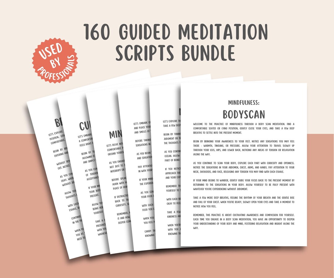 160 Guided Meditation Scripts Bundle, Personal Growth Body Awareness ...
