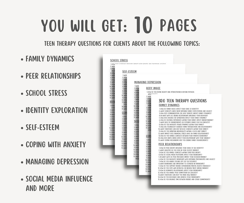 300 Teen Therapy Questions Bundle, Teen Check in Questions for School ...
