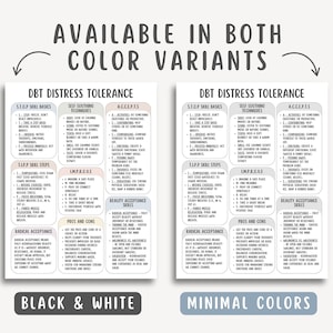 DBT Distress Tolerance Skills Cheat Sheet PDF, Therapy Worksheet ...