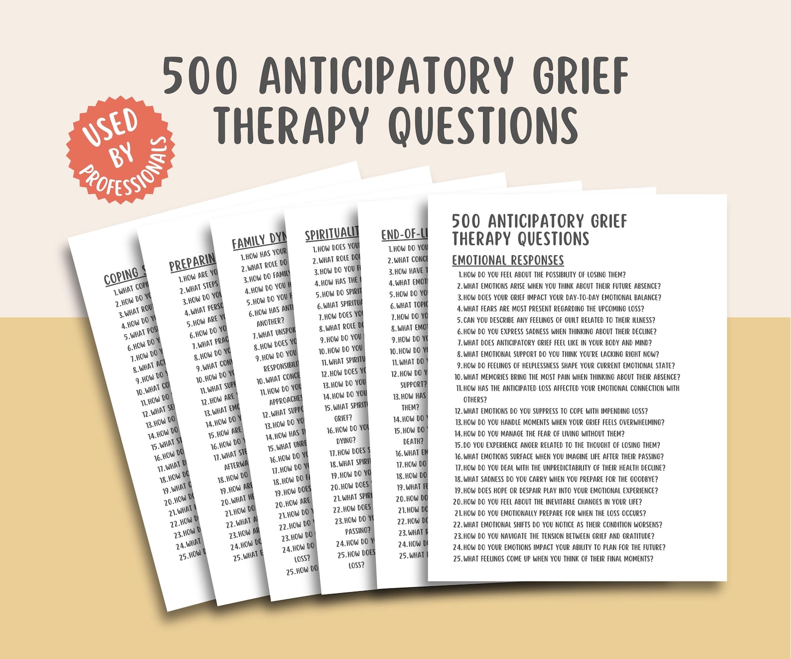 500 Anticipatory Grief Therapy Questions, Grief and Loss Interventions, Grief Worksheets Pre ...