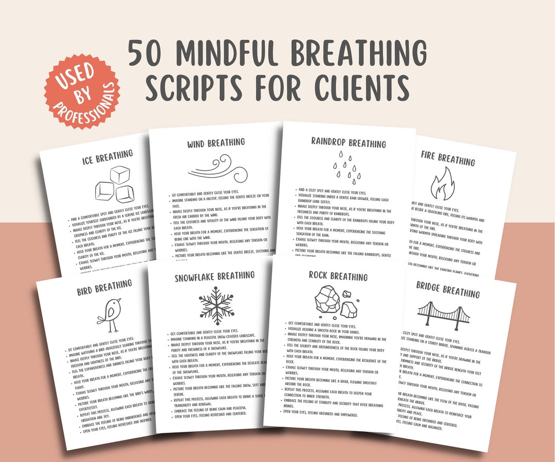 50 Mindful Breathing Scripts, Scripted Meditation, Breathing Exercises ...