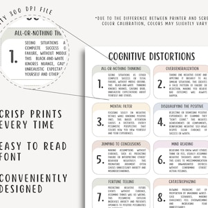 Cognitive Distortions Cheatsheet, CBT Therapy Printable, Thought Record ...
