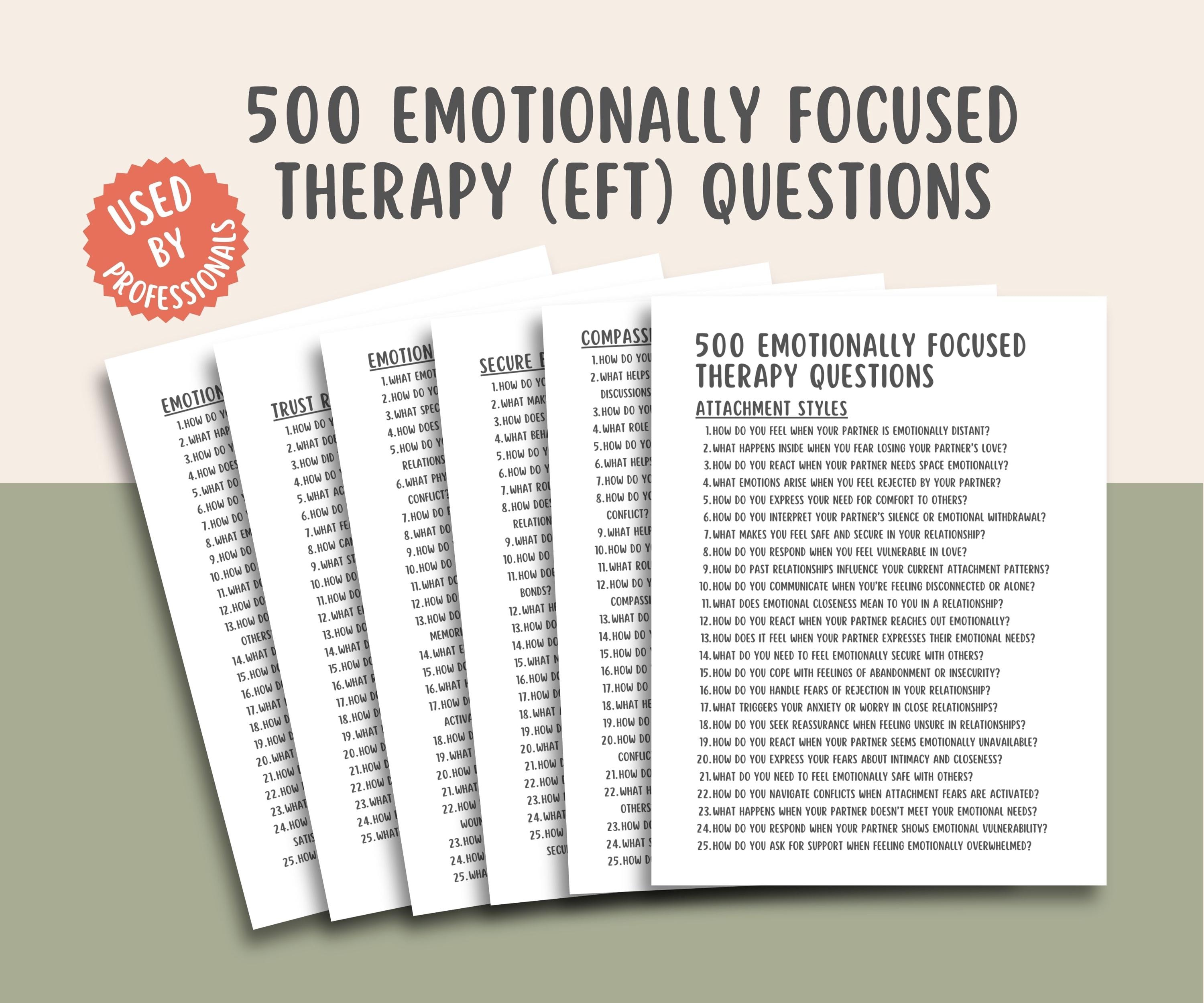 500 Emotionally Focused Therapy EFT Questions, Therapy Interventions ...