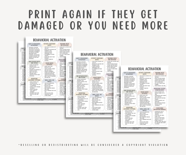 Behavioral Activation Cheatsheet, Depression Recovery Tool, Motivation ...