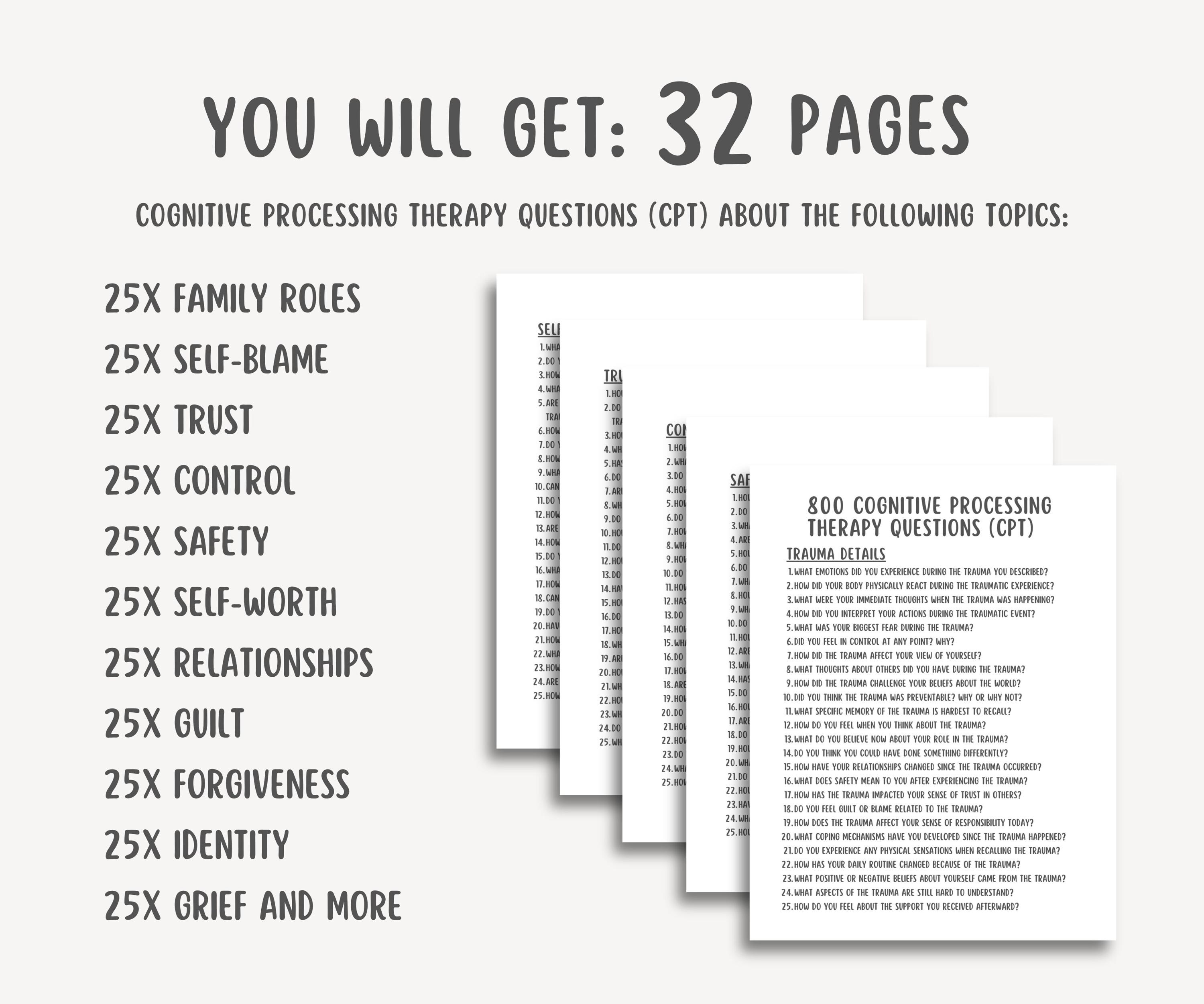 800 Cognitive Processing Therapy Questions (CPT), Maladaptive Beliefs ...