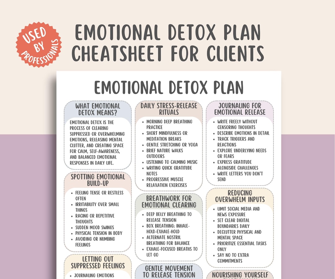 Emotional Detox Plan Cheatsheet, Emotional Release Toolkit, Stress ...