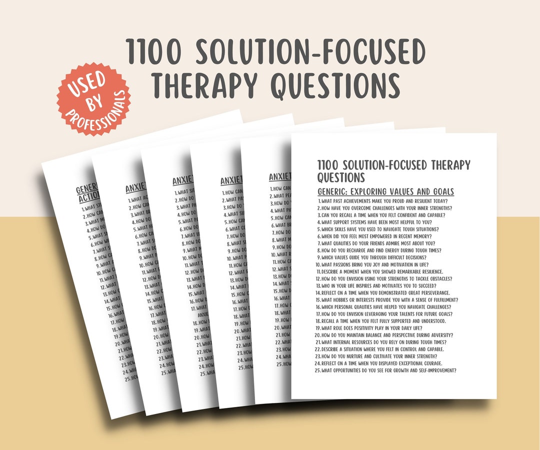 1100 Solution Focused Brief Therapy Questions, SFBT SFT Intervention ...